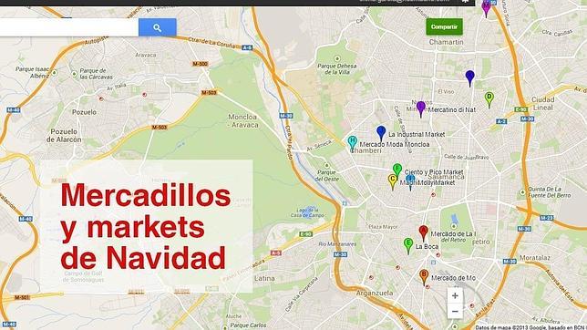 Un mapa-calendario reúne los mercadillos navideños de Madrid